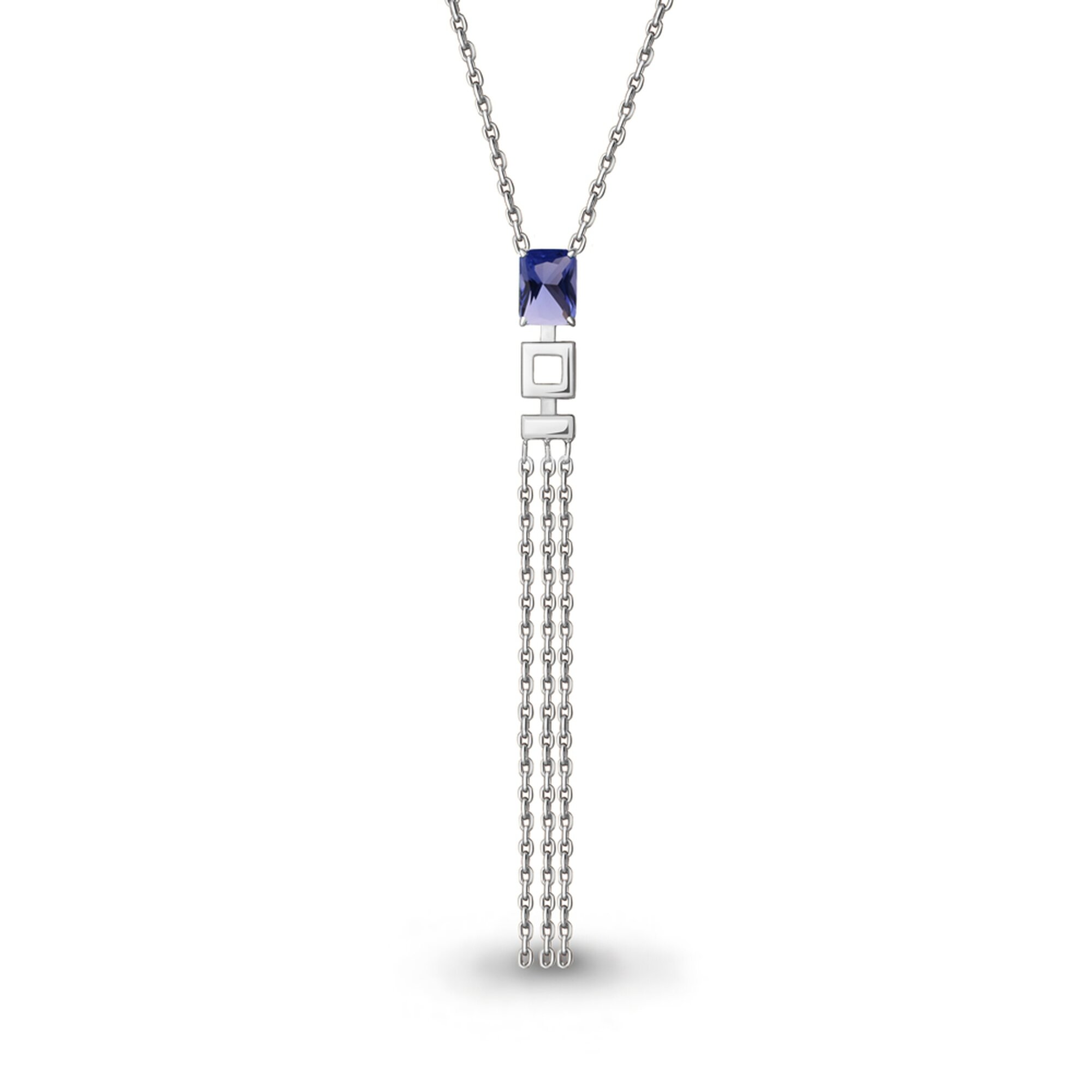 Колье, серебро, 925 проба, родирование, танзанит