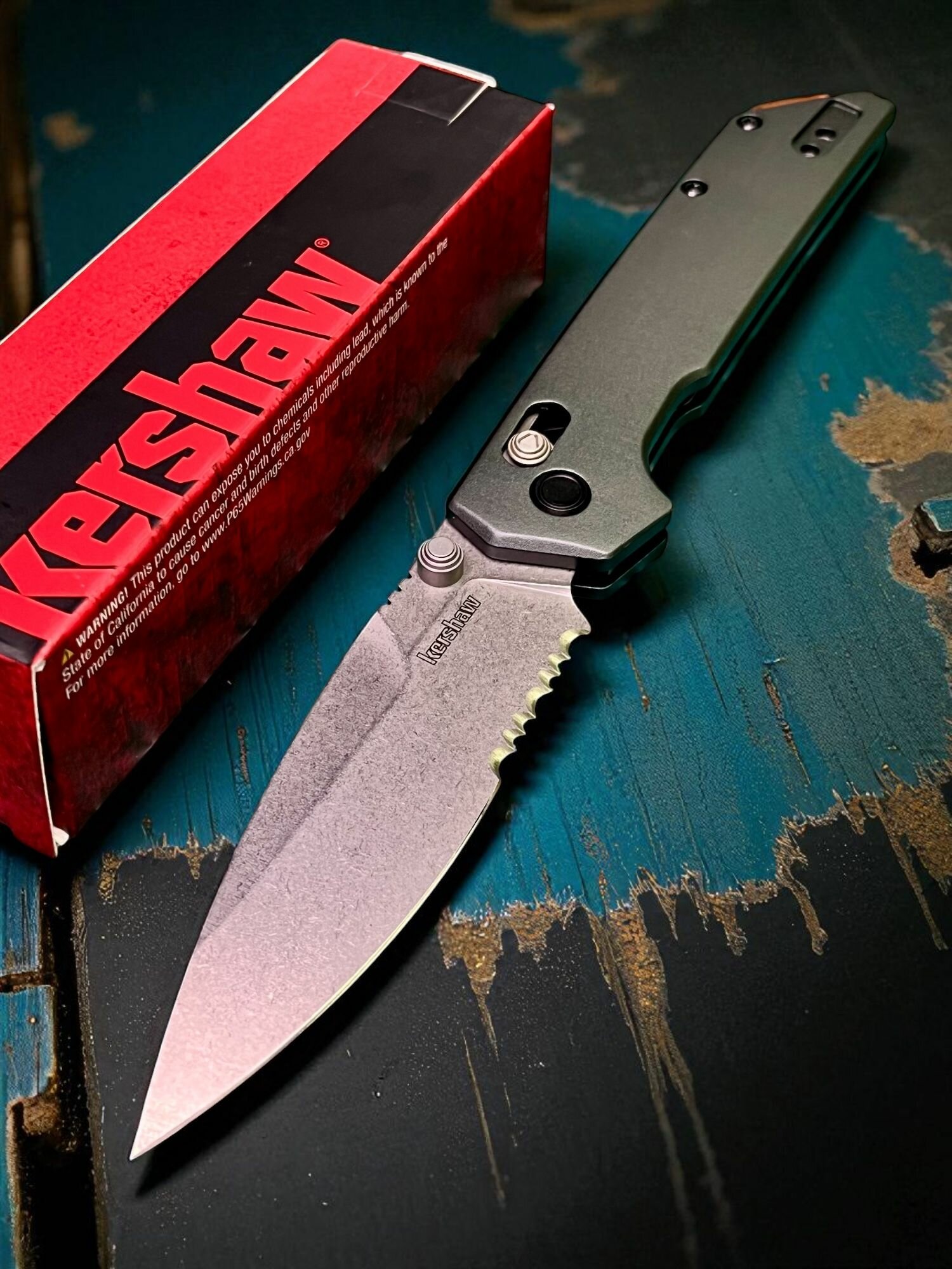 Нож складной Kershaw KS2038ST Iridium, Part Serrated Blade, Gray Handle