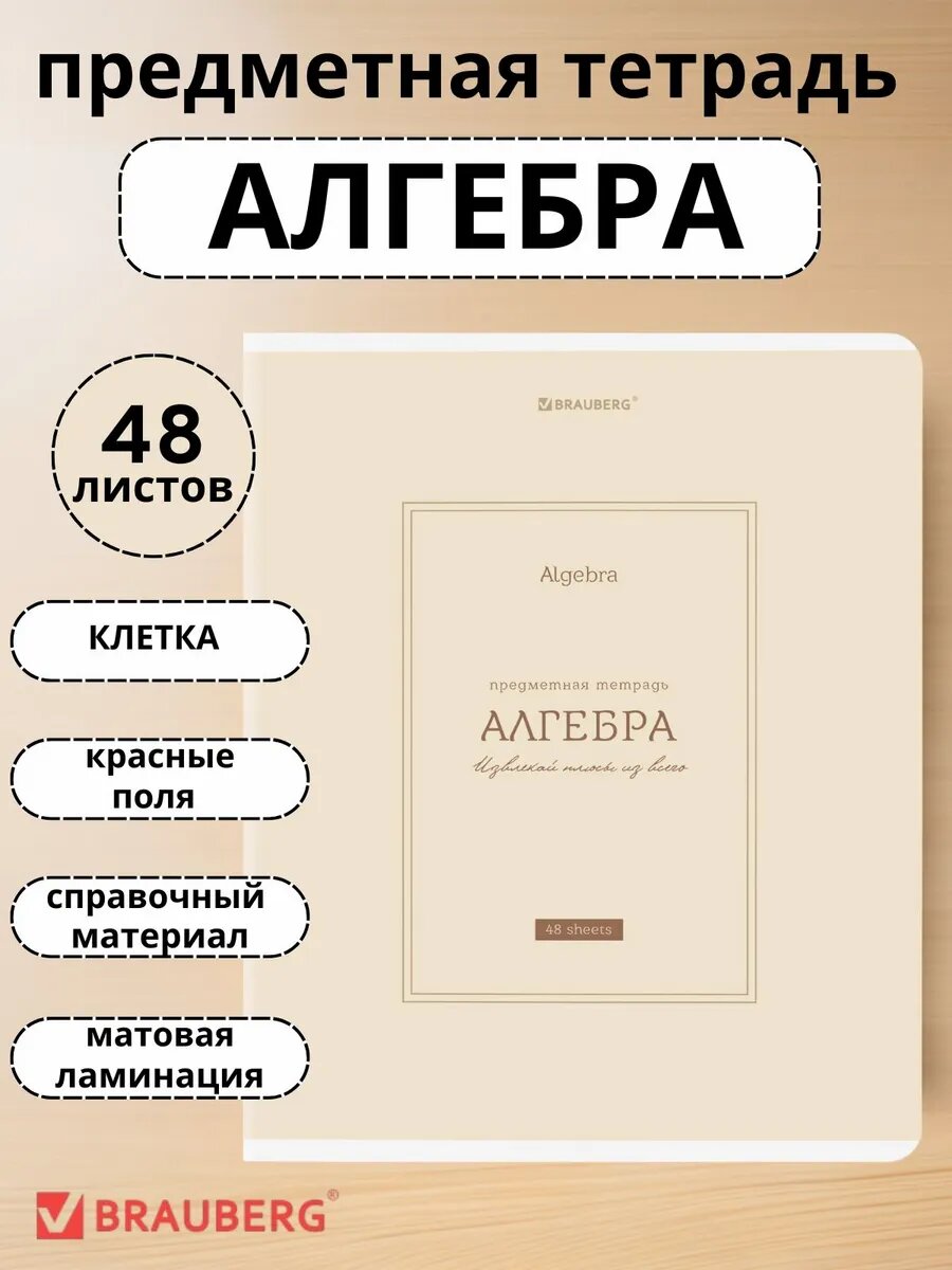 Тетрадь BRAUBERG "Алгебра", справочный материал, формат A5, 48 листов