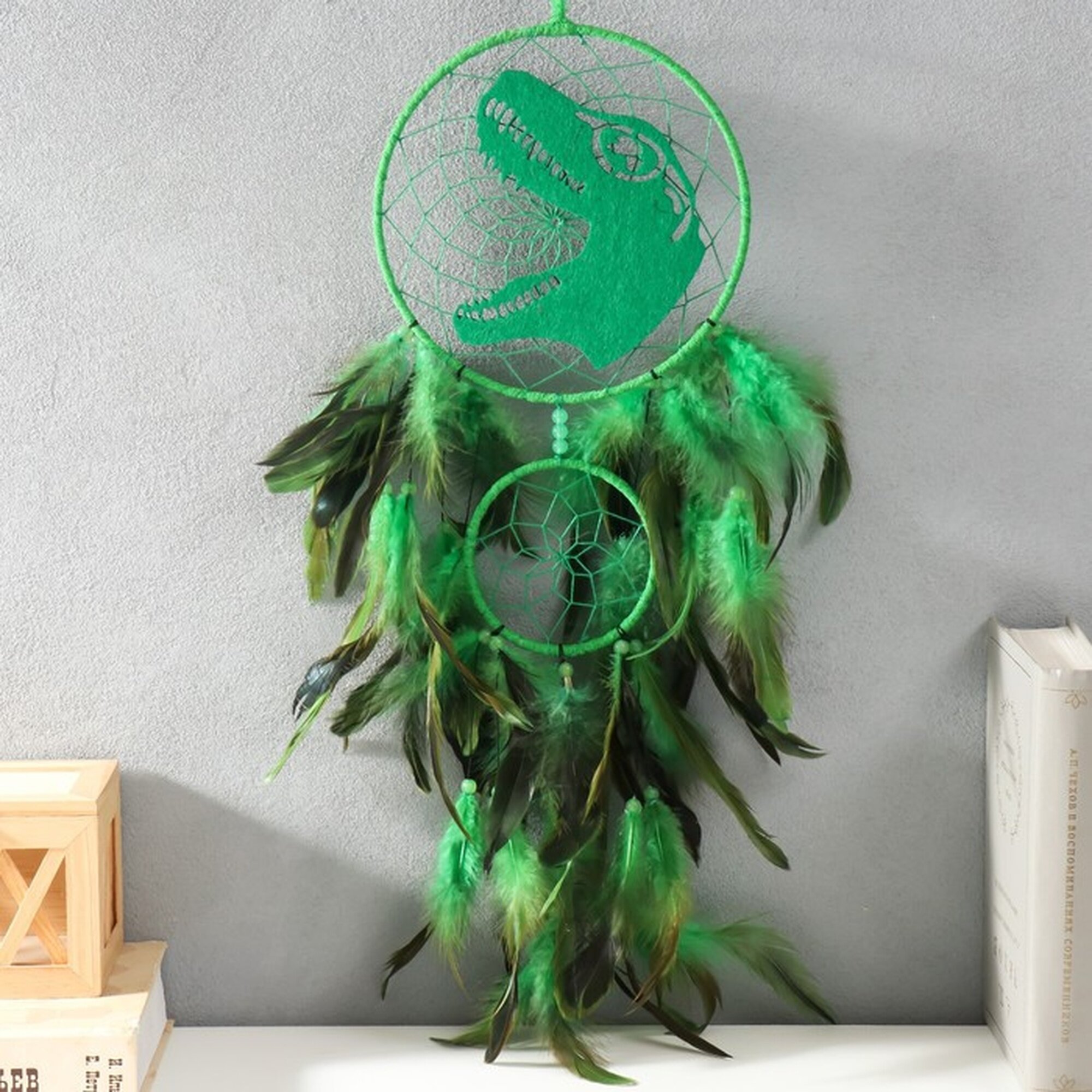 Ловец снов Сима-ленд "Динозавр", текстиль, металл, дерево, 18x60 см