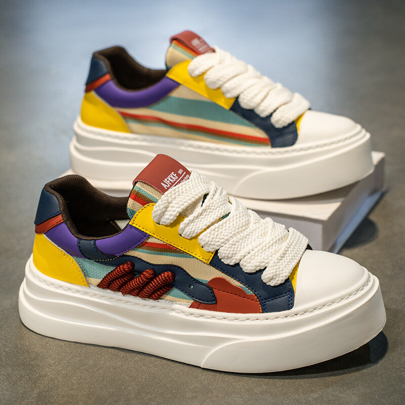 Мужские зимние дышащие универсальные повседневные нишевые кроссовки оригинального дизайна для подростков, нескользящие спортивные, увеличивающие рост белые кроссовки