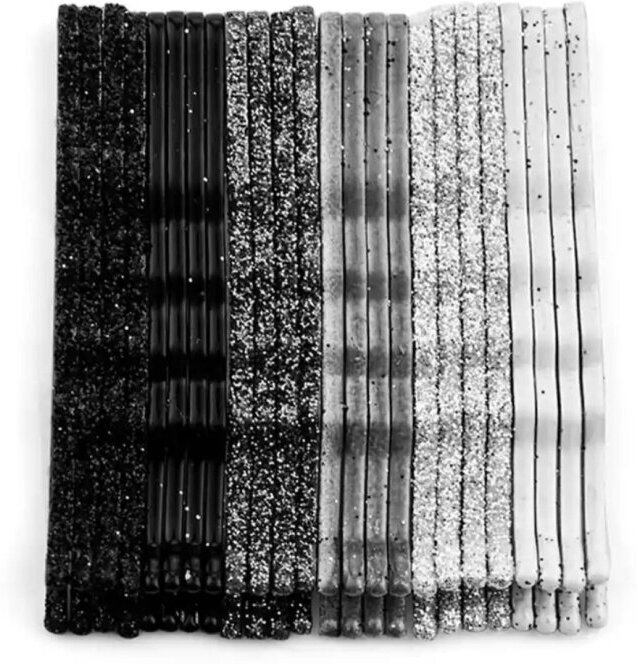 Набор праздничных металлических невидимок для волос VERBA с блестками 24 штуки черного и серого цвета ZY