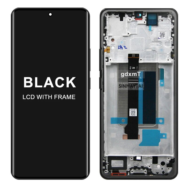 6,67-дюймовый экран для Xiaomi Redmi Note 13 Pro + 23090RA98C, ЖК-дисплей, Black with Frame