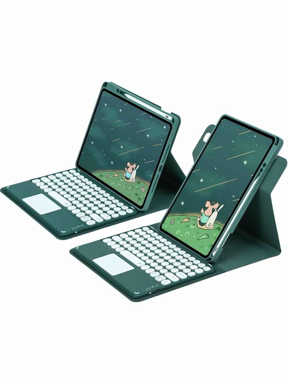 Русская клавиатура для iPad (A 16) 11-го поколения, 11 дюймов, 2025, Корпус с вращающимся кронштейном, держатель для карандашей, Съемная клавиатура с магнитной крышкой