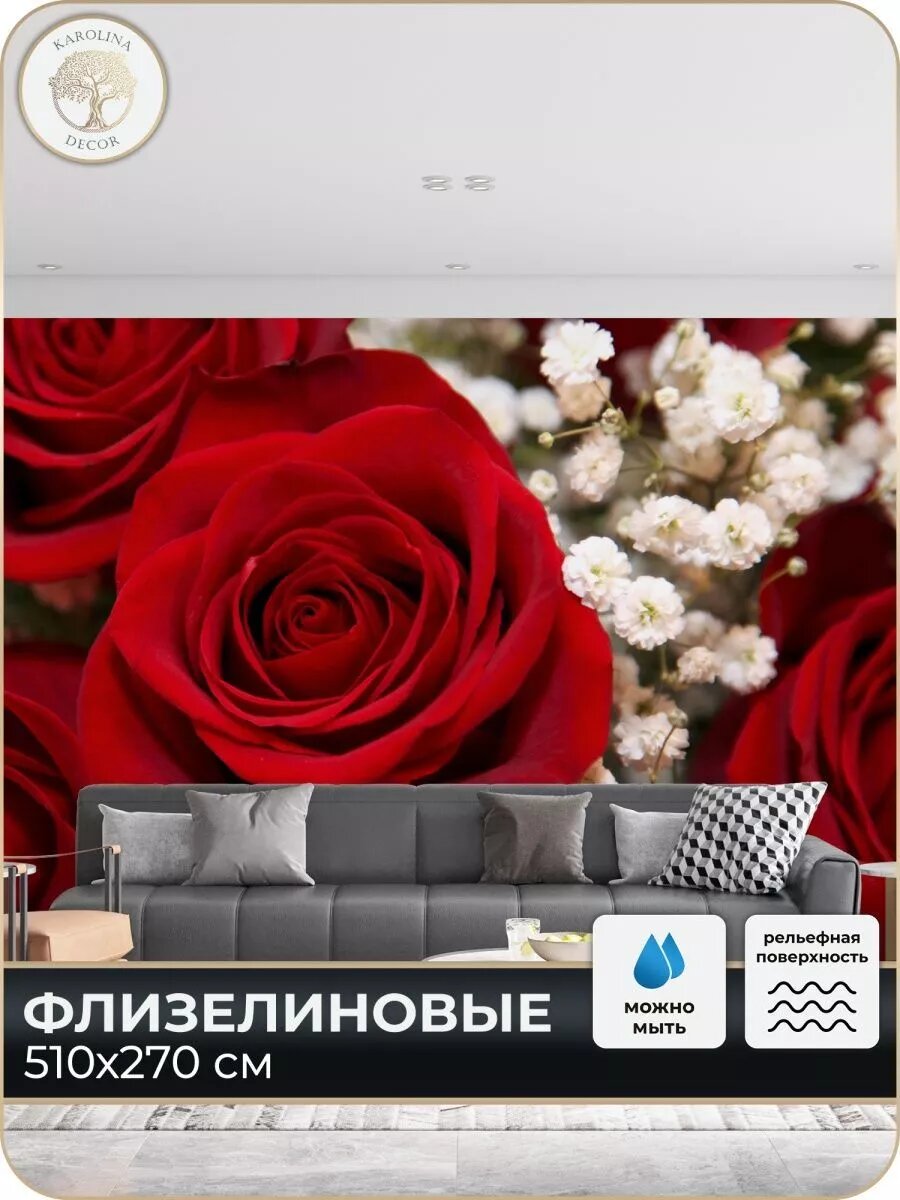 Фотообои Розы для зала в детскую в спальню на кухню 500х270