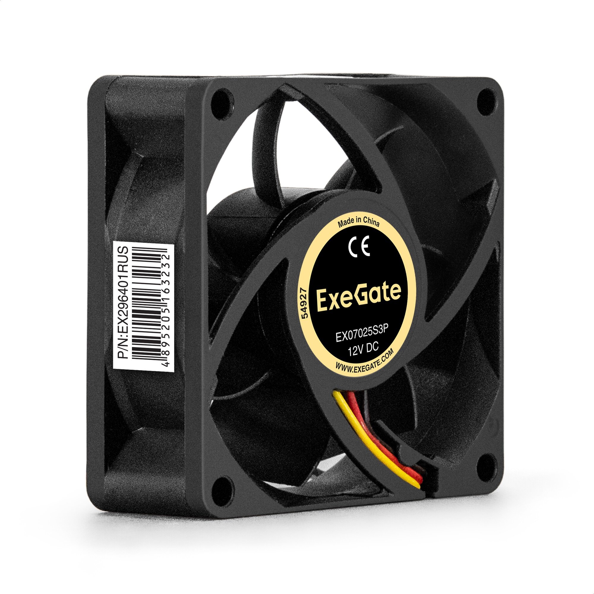 Вентилятор 12В DC ExeGate EX07025S3P (70x70x25 мм, Sleeve bearing (подшипник скольжения), 3pin, 3500RPM, 35dBA) EX296401RUS