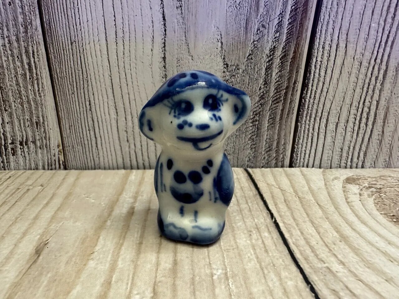 Статуэтка Мартышка Гжель Фарфор винтаж