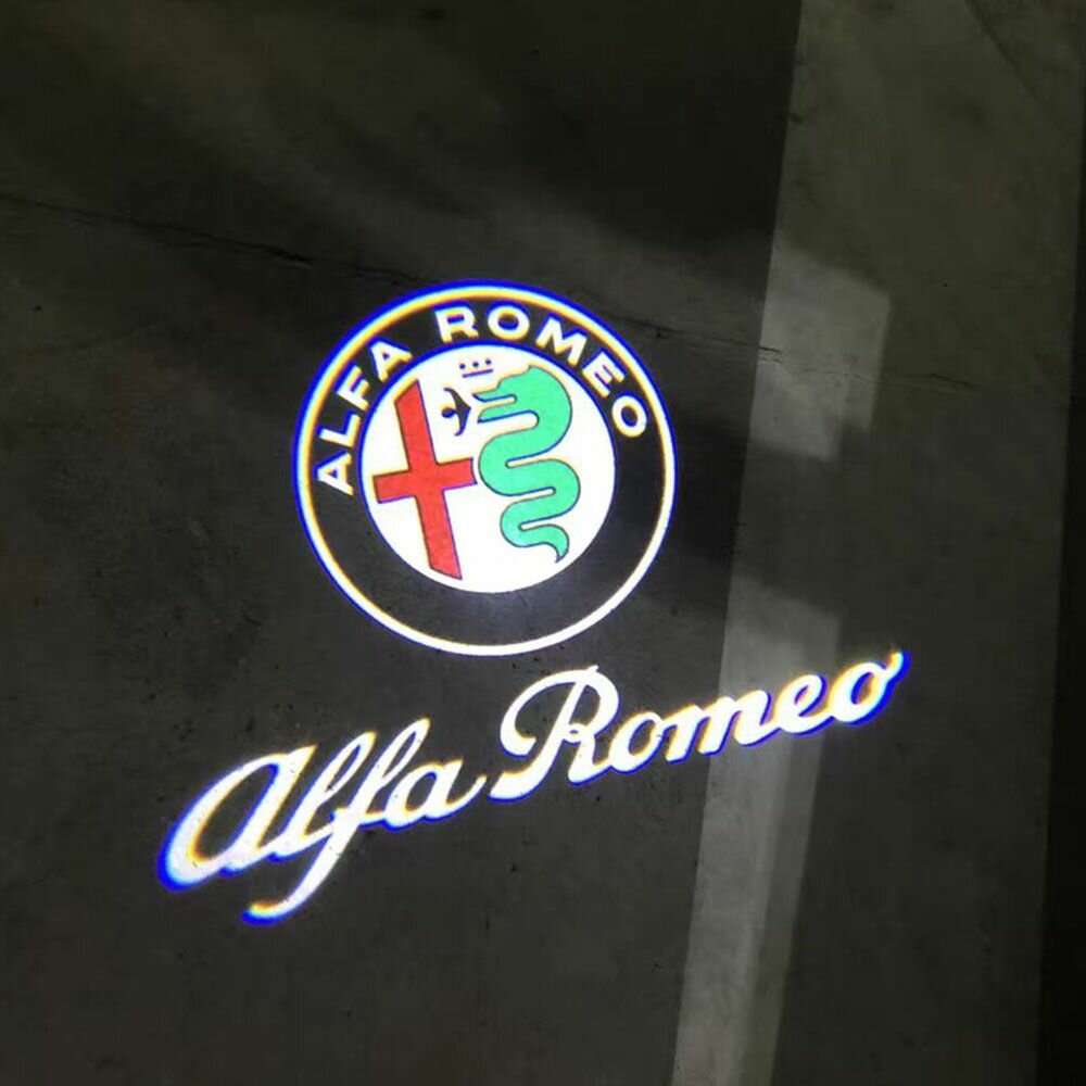 Проектор логотипа на дверь Alfa Romeo — светодиодный дверной фонарь 2 шт. для Giulietta 159 156 Giulia, 12V LED