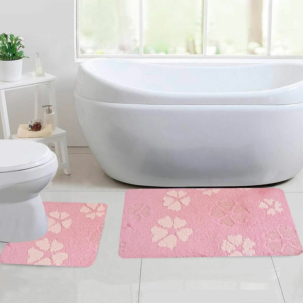 Коврик MAXIMUS, набор из 2 шт, 50×80 см + 40×50 см, dusty rose, полипропилен, anti‑сколь, быстрый темп впитывания
