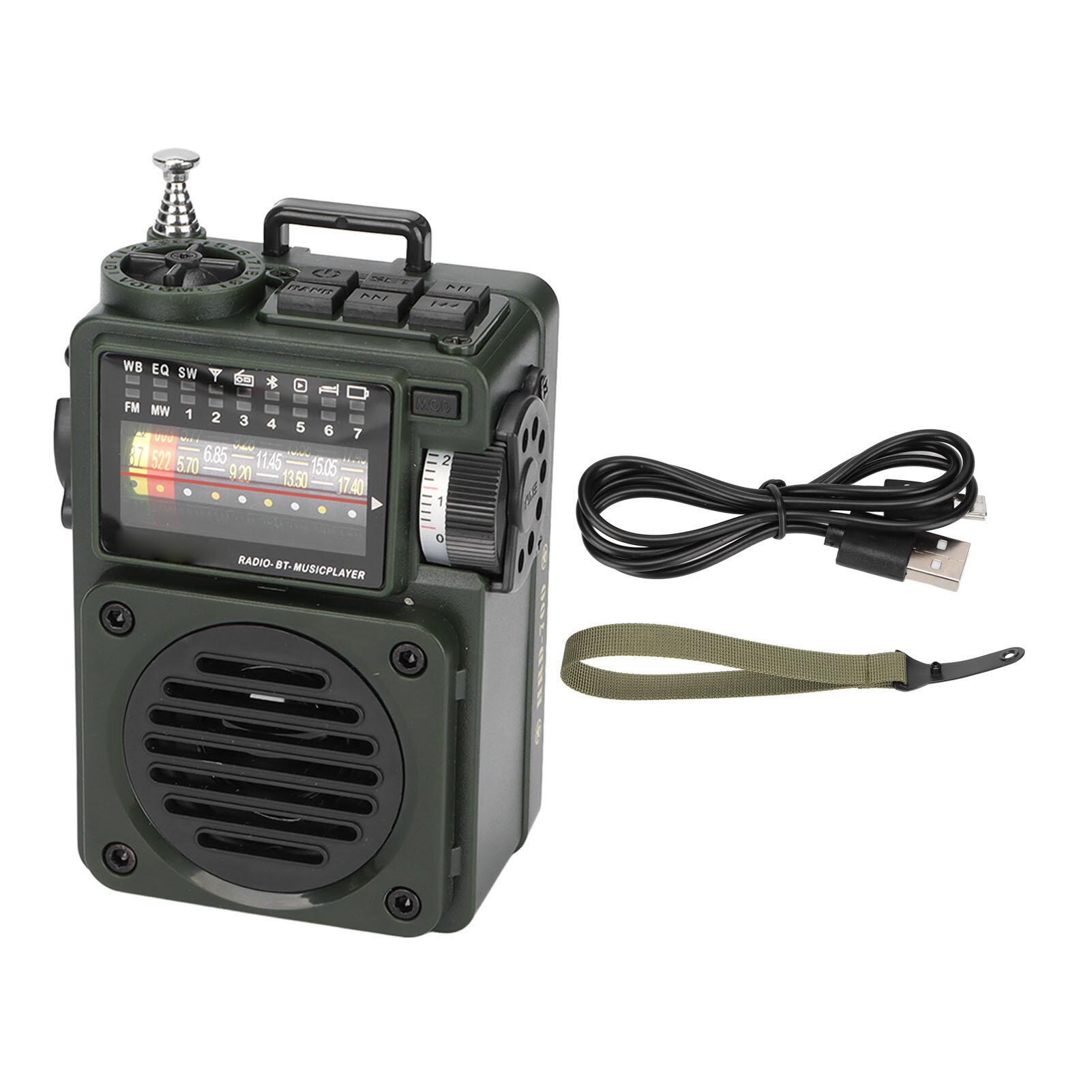 HRD 700 Radio Music Player Full Band Broadcast Reception NOAA Bluetooth Memory Card Play Portable for Old People