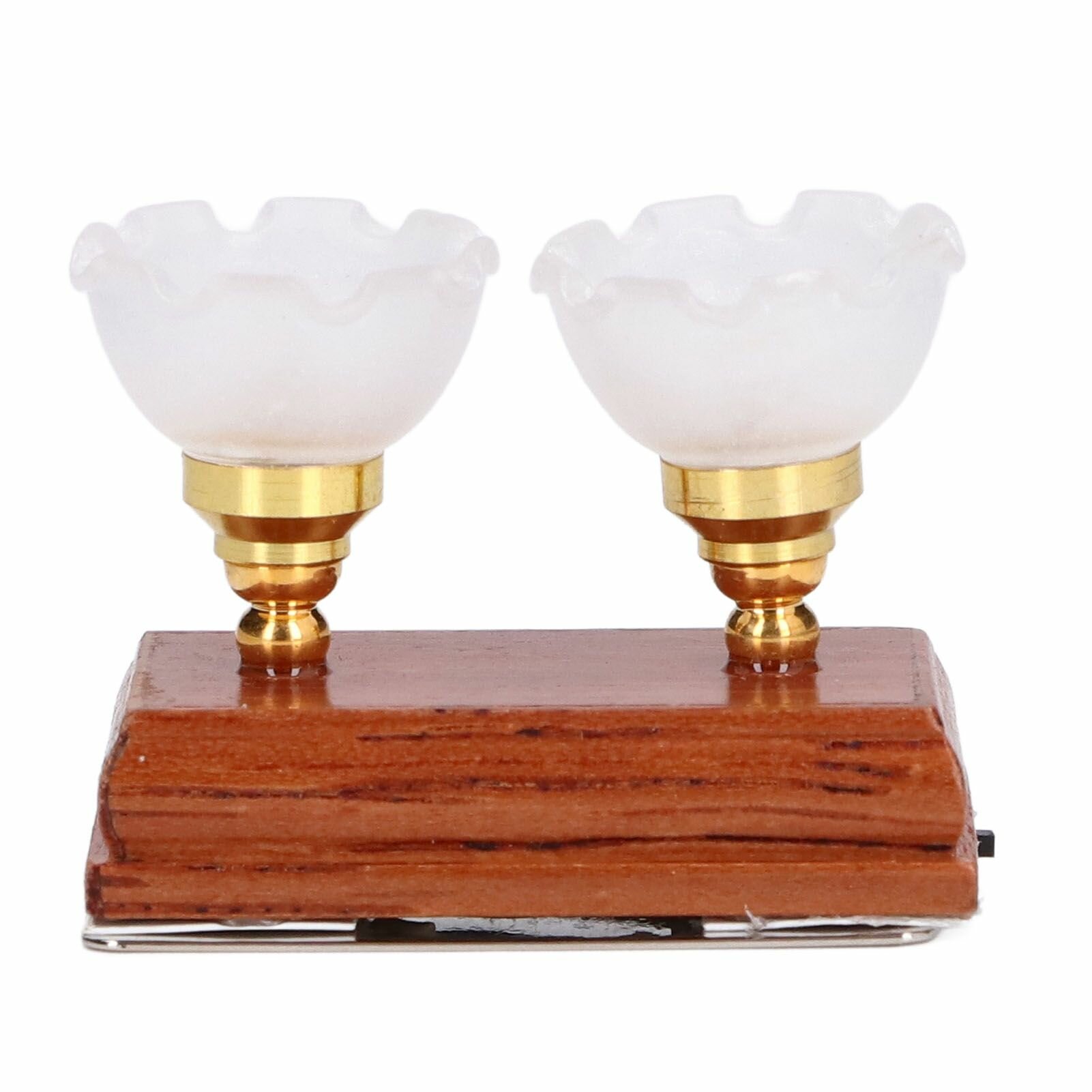 Потолочный светильник для кукольного домика, масштаб 1/12, миниатюрная светодиодная лампа с двойной головкой на батарейках