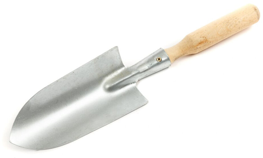 Совок посадочный широкий оцинкованный деревянная ручка