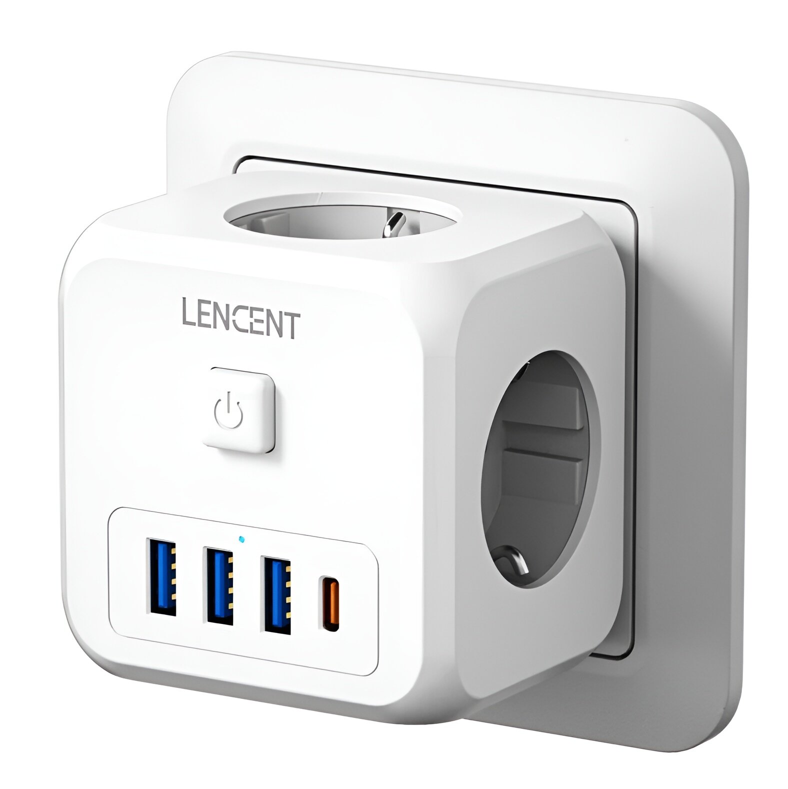 Тройник сетевой розетки Lencent, 4000Вт, 3 USB, 1 Type-C, 3.4 А зарядка