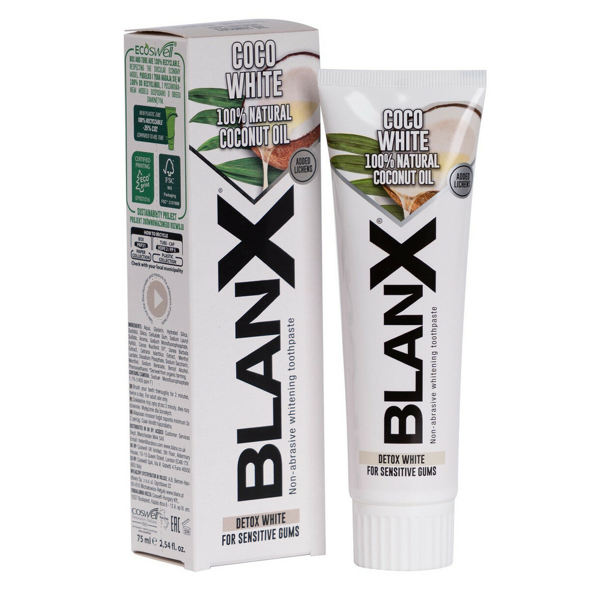 Зубная паста Blanx Coco White, 75мл