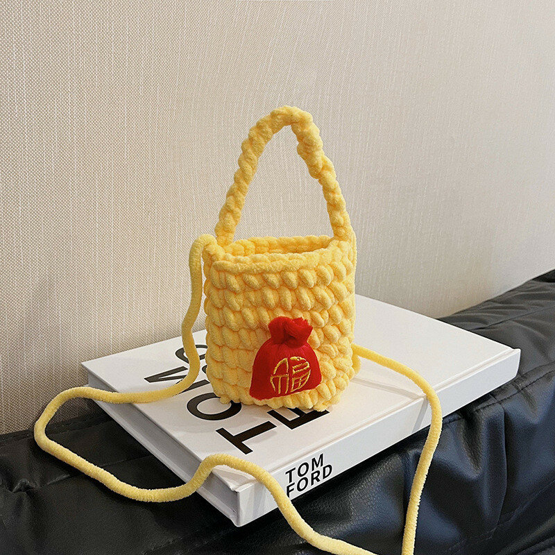 Весна модный baby lucky bag вязаная хлопковая сумочка ручной работы, желтый