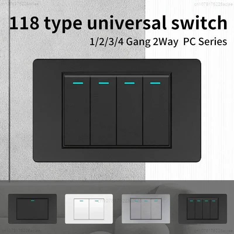 Прямоугольный кулисный переключатель 16А 2-х клавишный 2Gang-White