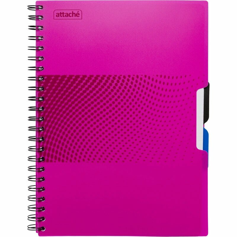 Бизнес-тетрадь А4,140л, кл, спир, пласт. обл,2разд Attache DIGITAL розов 876746