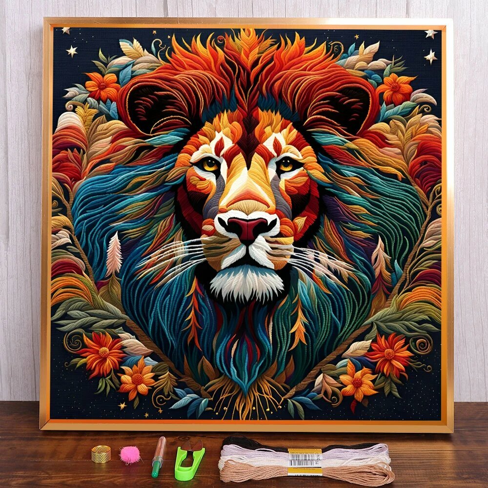 Набор для вышивки крестом Лев 40x40см, DMC HMA124728