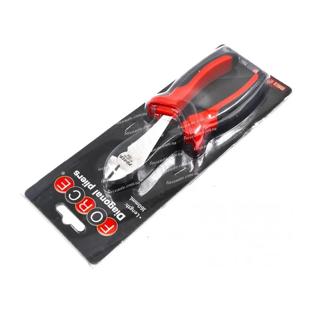 Кусачки 6.3 FORCE 612B160 диагональные боковые с двухкомпонентными рукоятками в красно‑черном исполнении — фото 1