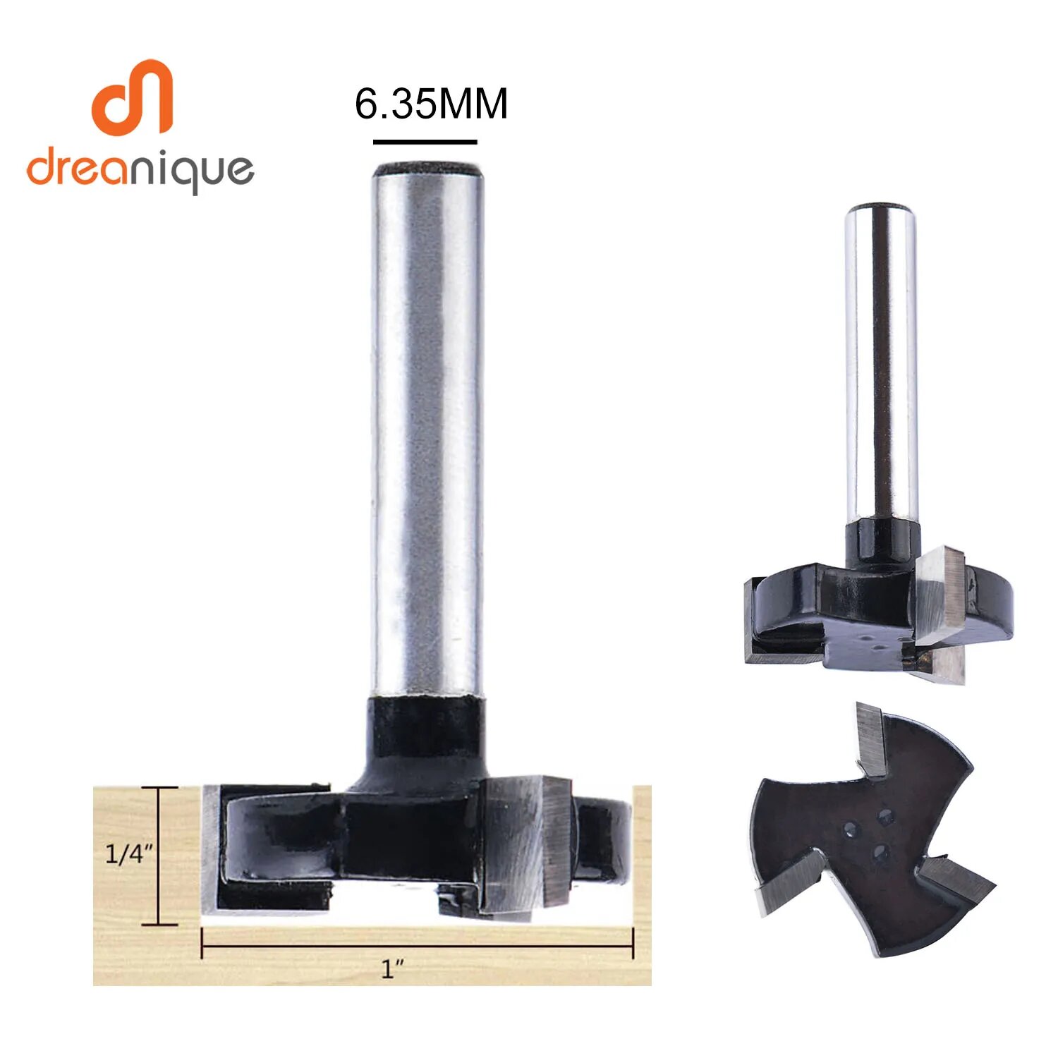 DREANIQUE 3-х крайняя Т-образная долбежная фреза 6,35 мм