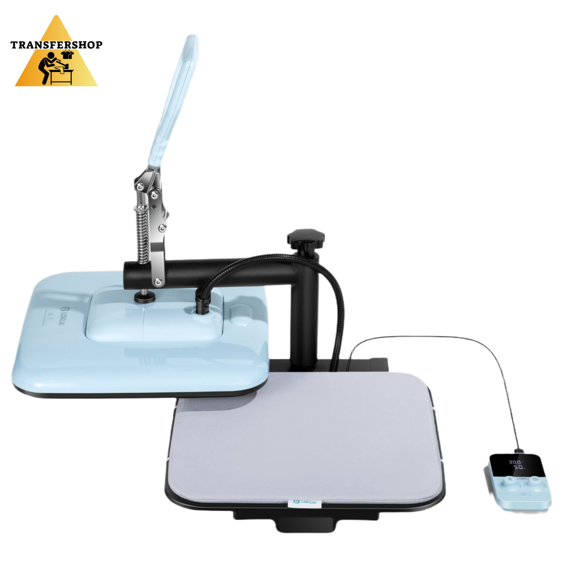 Термопресс Поворотный Голубой 38х38см LOKLiK плоский для сублимации, кожи, термопленки, дтф, DTF, для футболок, сублимации, ткани