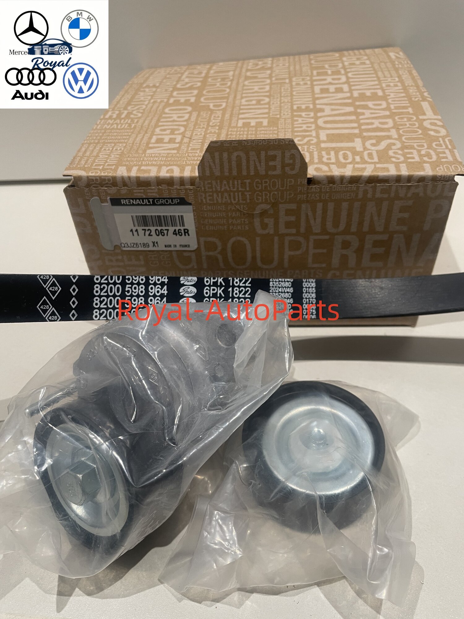 Ремень генератора + 2 ролика для а/м Renault Logan; Renault Laguna, Symbol, 117206746R