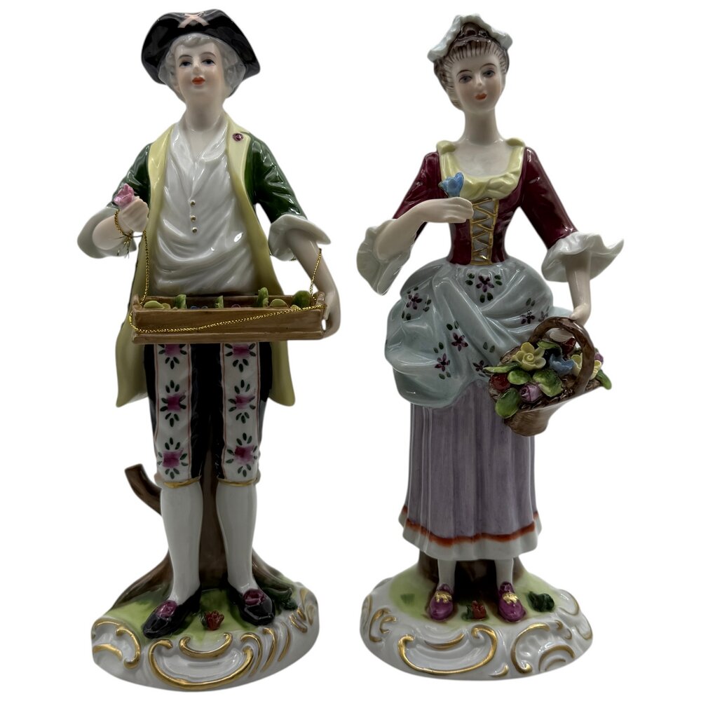 Фарфоровая пара "Продавцы цветов", 21 см, фарфор, роспись, 1950-1960 гг, Royal, Германия