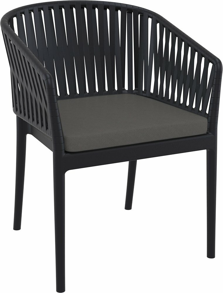 Кресло садовое дачное с подушкой Portofino, цвет черный, темно-серый, Siesta, Турция