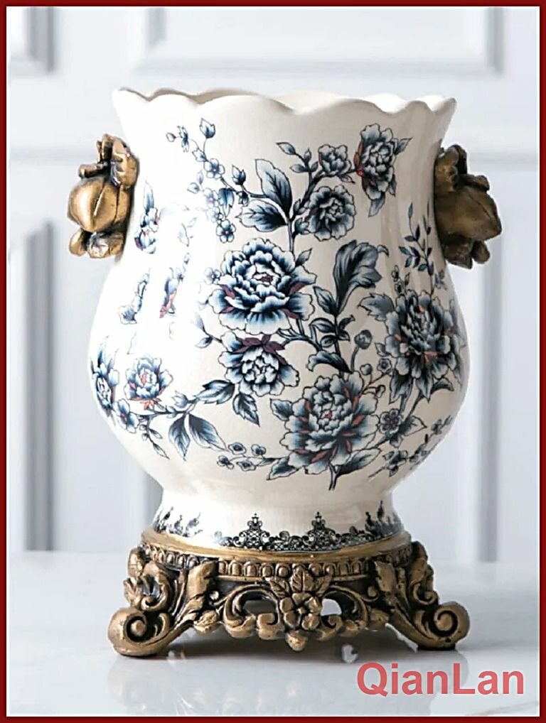 Ваза "шинуазри", 21 см , Керамика, 1 шт