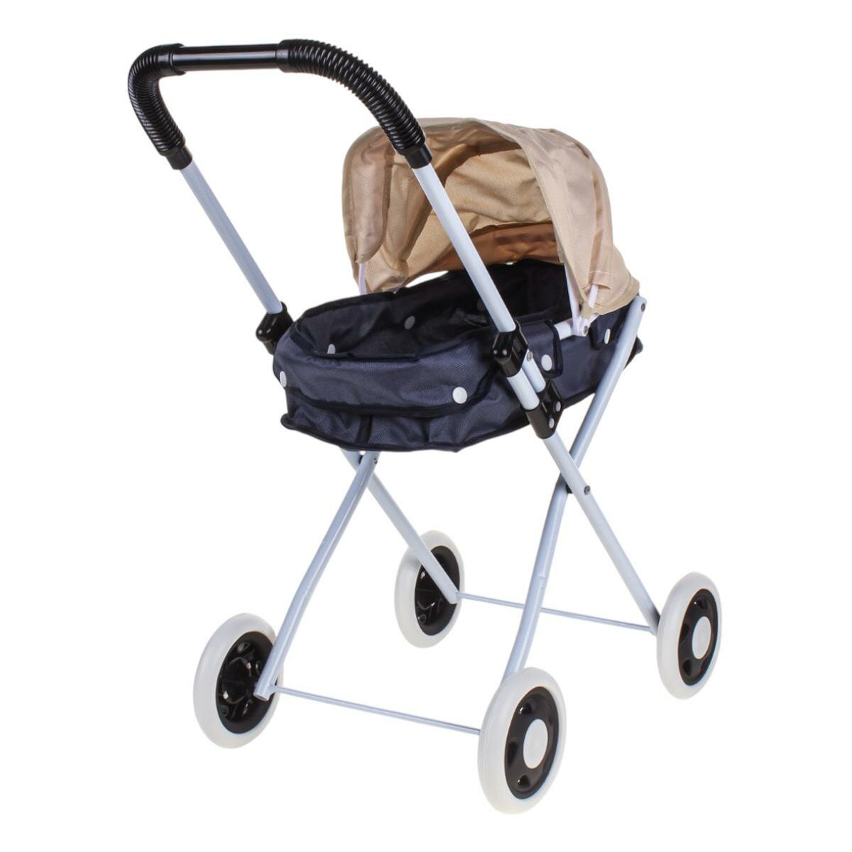 Коляска для куклы лежачая 'Baby Trolley', складная, металл/ЭВА, черно-бежевая