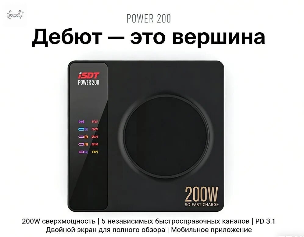 Мультизарядное устройство ISDT POWER200 200W с USB C PD 65W и беспроводной зарядкой для смартфонов и ноутбуков
