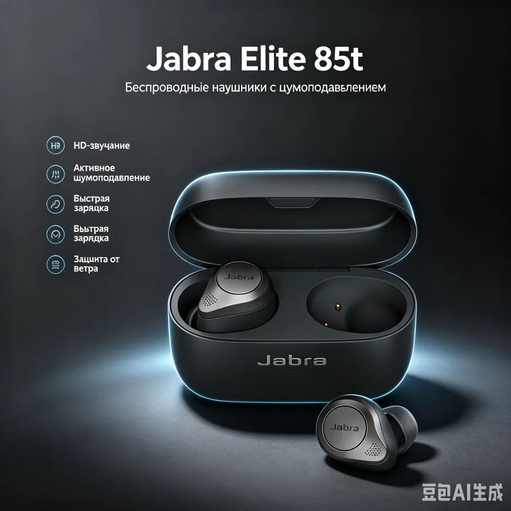 Jabra Наушники беспроводные с микрофоном Jabra Elite 85t, Bluetooth, USB Type-C, черный