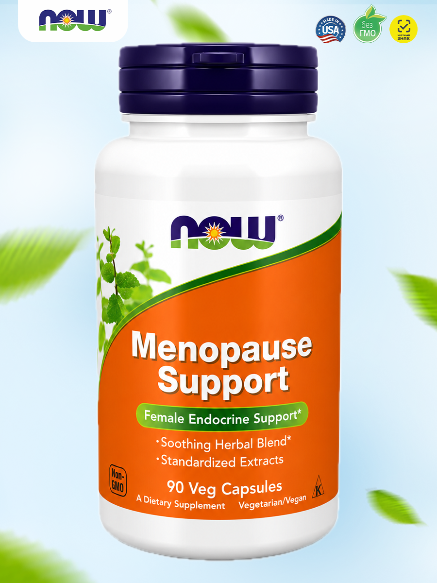 NOW Комплекс для поддержки женского здоровья в менопаузу 90 капсул, Menopause Support 90 caps