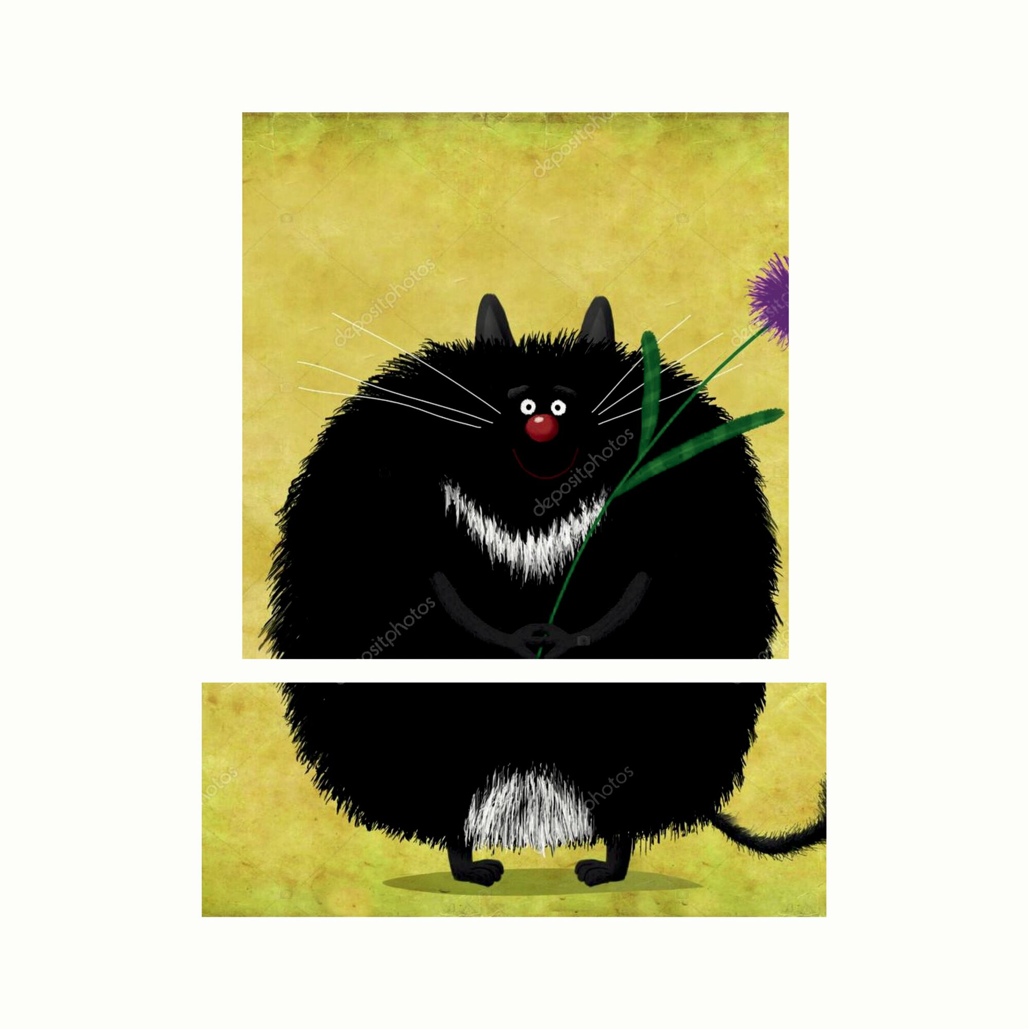 Модульная картина "Черный кот" (Размер:60х79см (60х28,48х48))