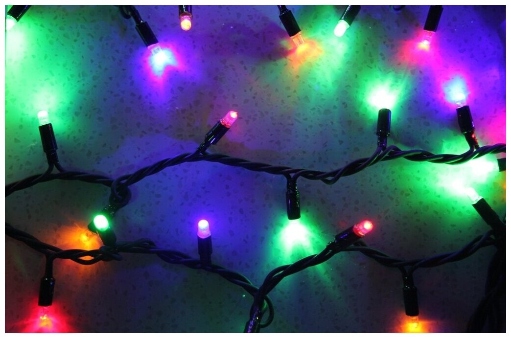 Светодиодная уличная гирлянда ДжиЭлКью/GLQ -101R-15м-200-B (200шт. диодов), длина 15м,230В, черный резин. кабель, 1,5м шнур.