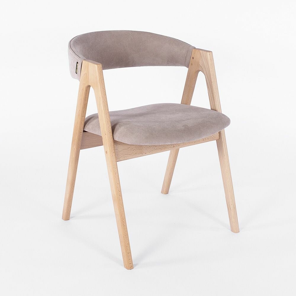 Стул Дублин бежевая ткань массив бука (натуральное дерево лак) для дома/для гостиной/для столовой/для кафе/кухонный стул/стул кухонный