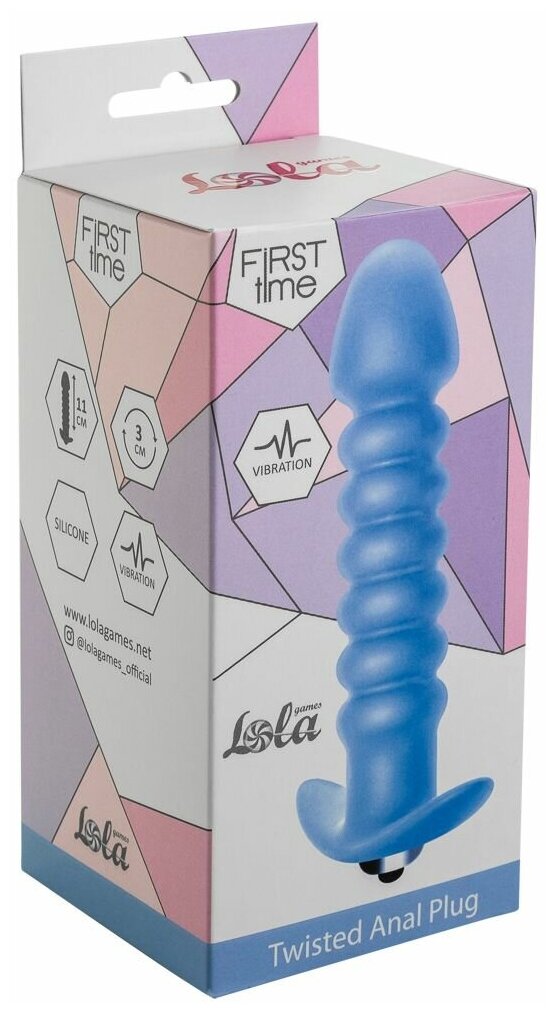 Анальная вибропробка Lola Toys Twisted Anal Plug, голубая