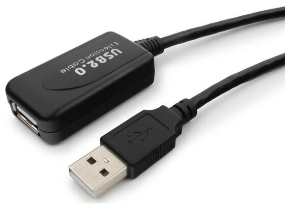 Кабель удлинительный Cablexpert USB 2.0 активный AM/AF, 4.8м, черный, пакет