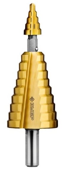 Сверло ступенчатое Зубр 4-35мм, 14 ступеней, составное, покрытие NiT