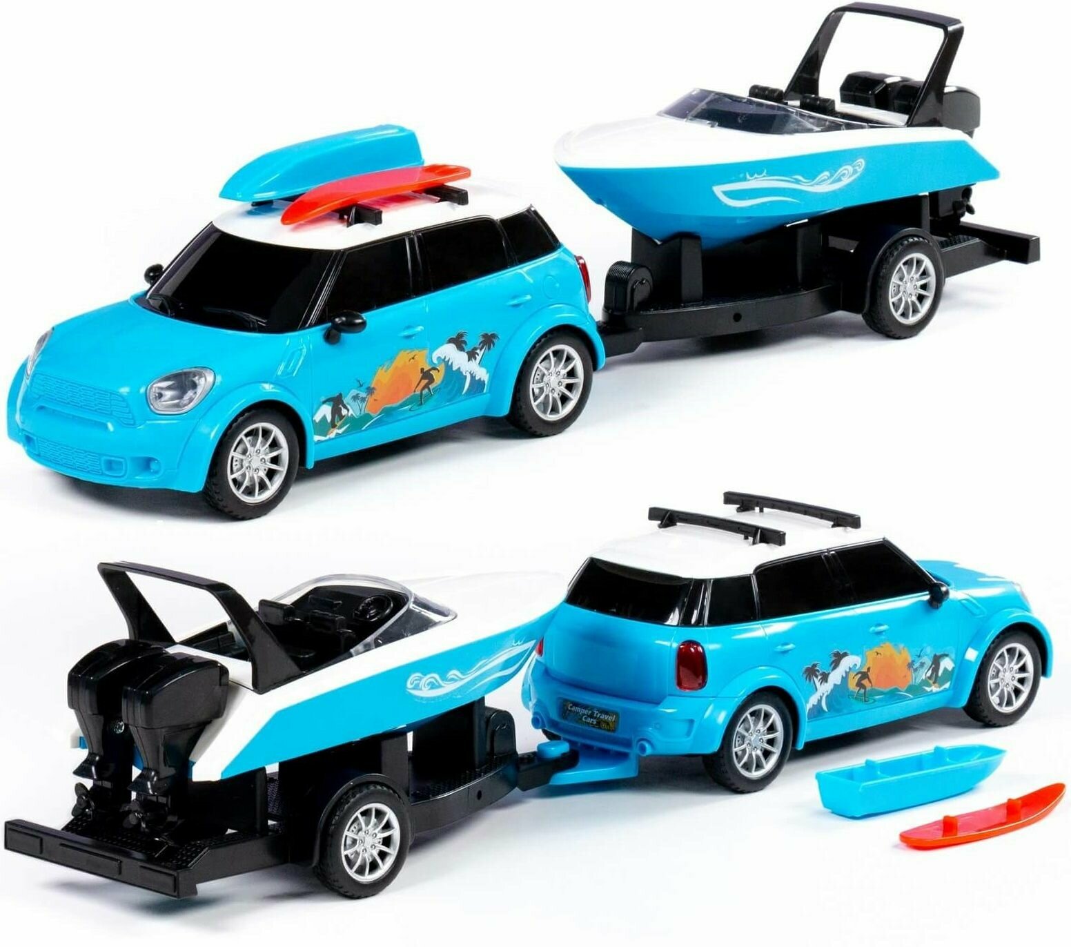 Катер для купания в ванной "Круиз" с машинкой на прицепе 39 см / Полесье