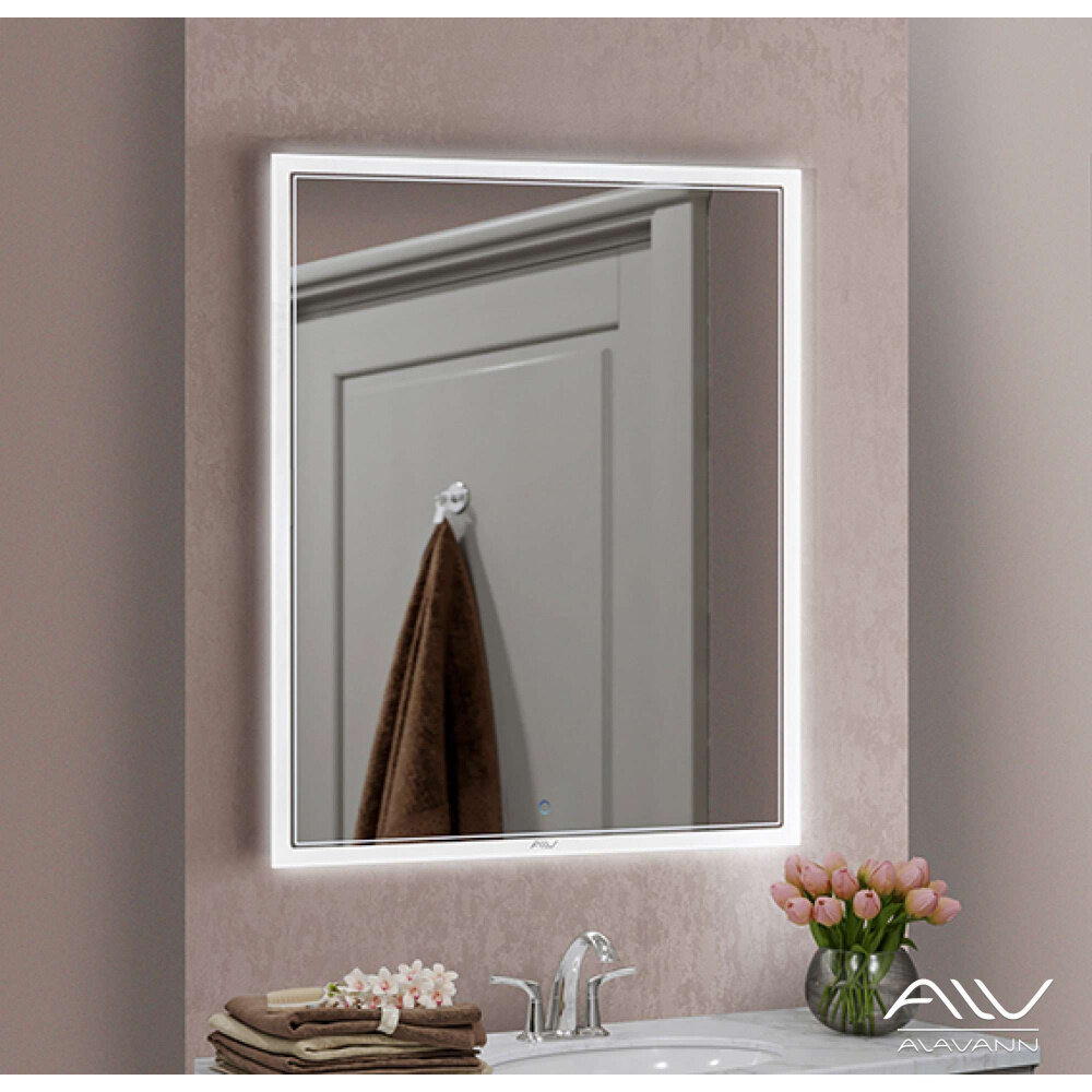 Зеркало Alavann Emma 80 см с подсветкой, квадратное, белый
