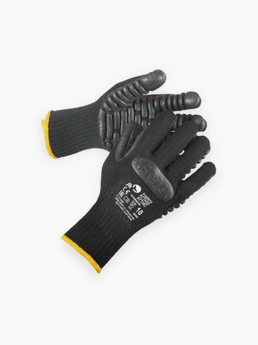 Перчатки защитные рабочие антивибрационные CERVA ATTHIS, от порезов, строительные, размер 10(XL), в упаковке - 1 пара