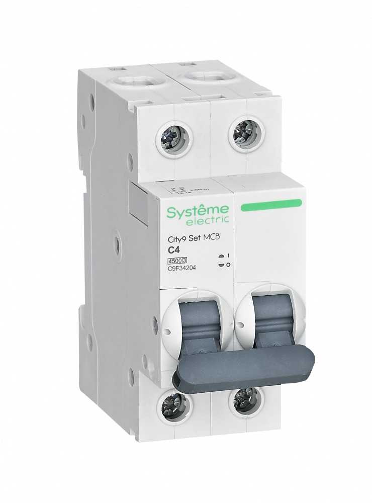 Systeme Electric City9 Set Автоматический выключатель C 4A 2P 4,5kA C9F34204