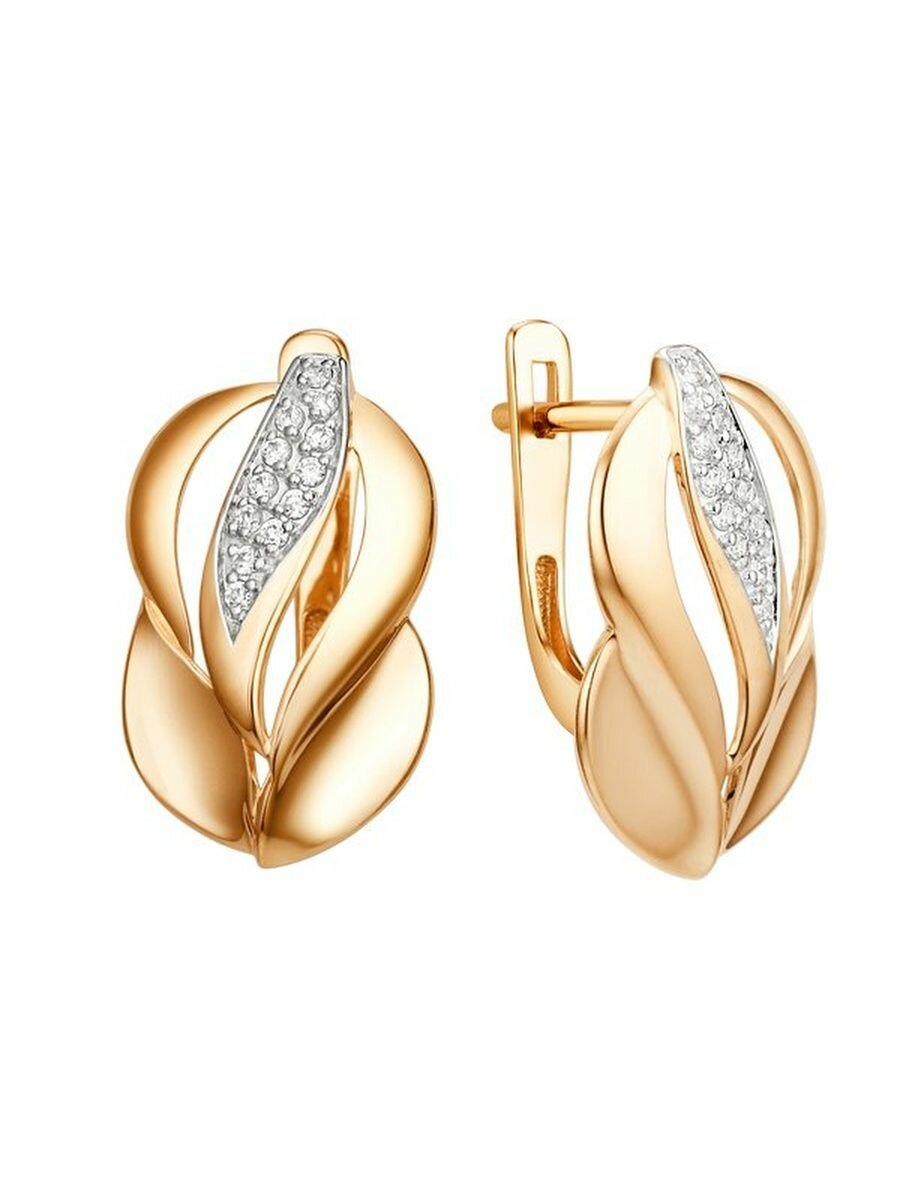 Серьги DINASTIA, красное золото, 585 проба, фианит