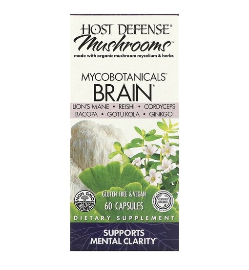 MycoBotanicals, смесь грибов для улучшения работы мозга, 60 вегетарианских капсул