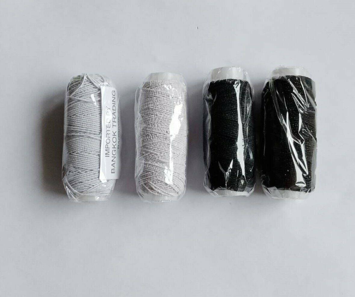 Нитка резинка (спандекс) 2 шт. белого цвета и 2шт. черного цвета