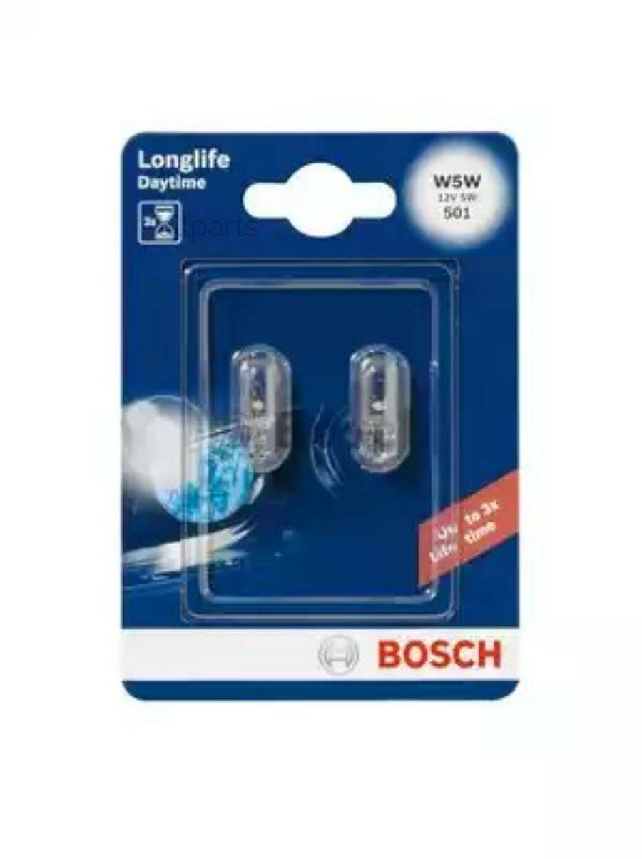 BOSCH 1 987 301 052 Лампа 12V W5W 5W BOSCH Longlife Daytime 2 шт. блистер 1 987 301 052