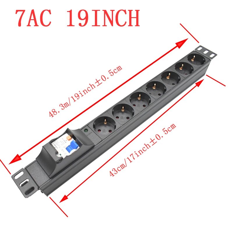 PDU 19" 7AC SOCKET, 16A 4000W, 43x48.3 см
