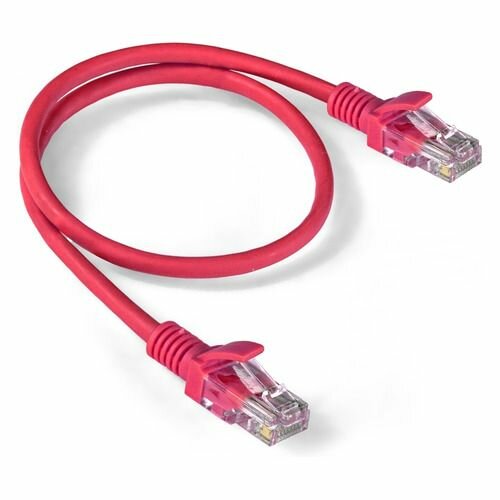 Патч-корд EXEGATE UTP-RJ45-RJ45-5e-0,5M-LSZH-RD UTP, кат.5E, 0.5м, 4 пары, алюминий омедненный, многожильный, красный