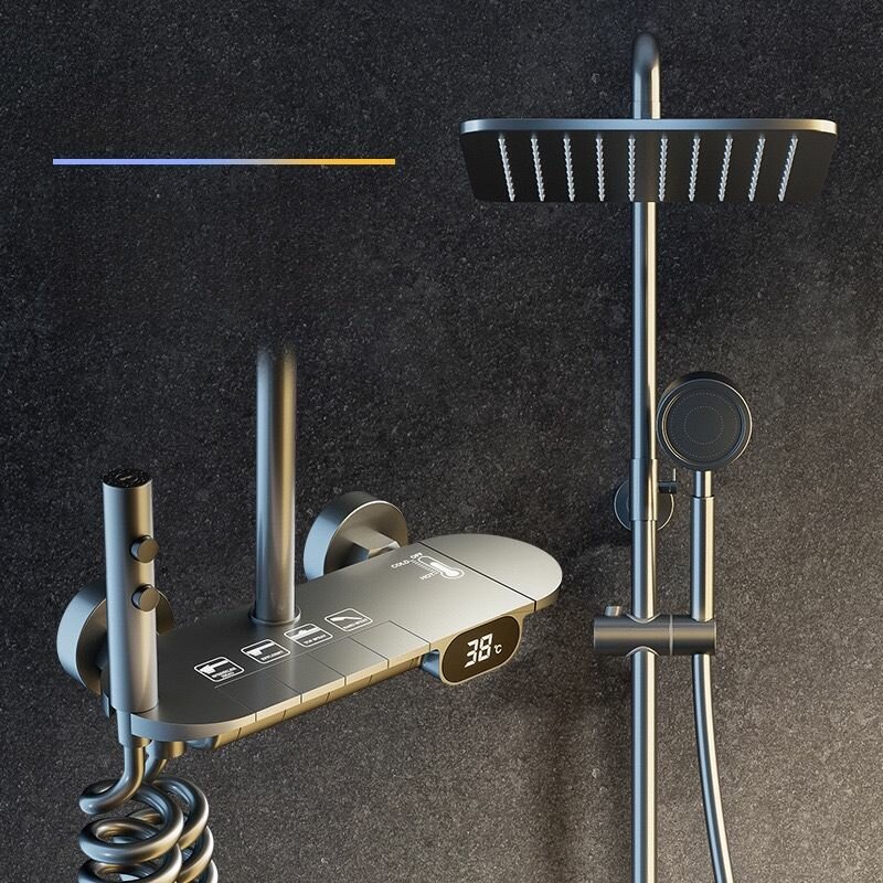 Инновационная душевая система с датчиком температуры, черная